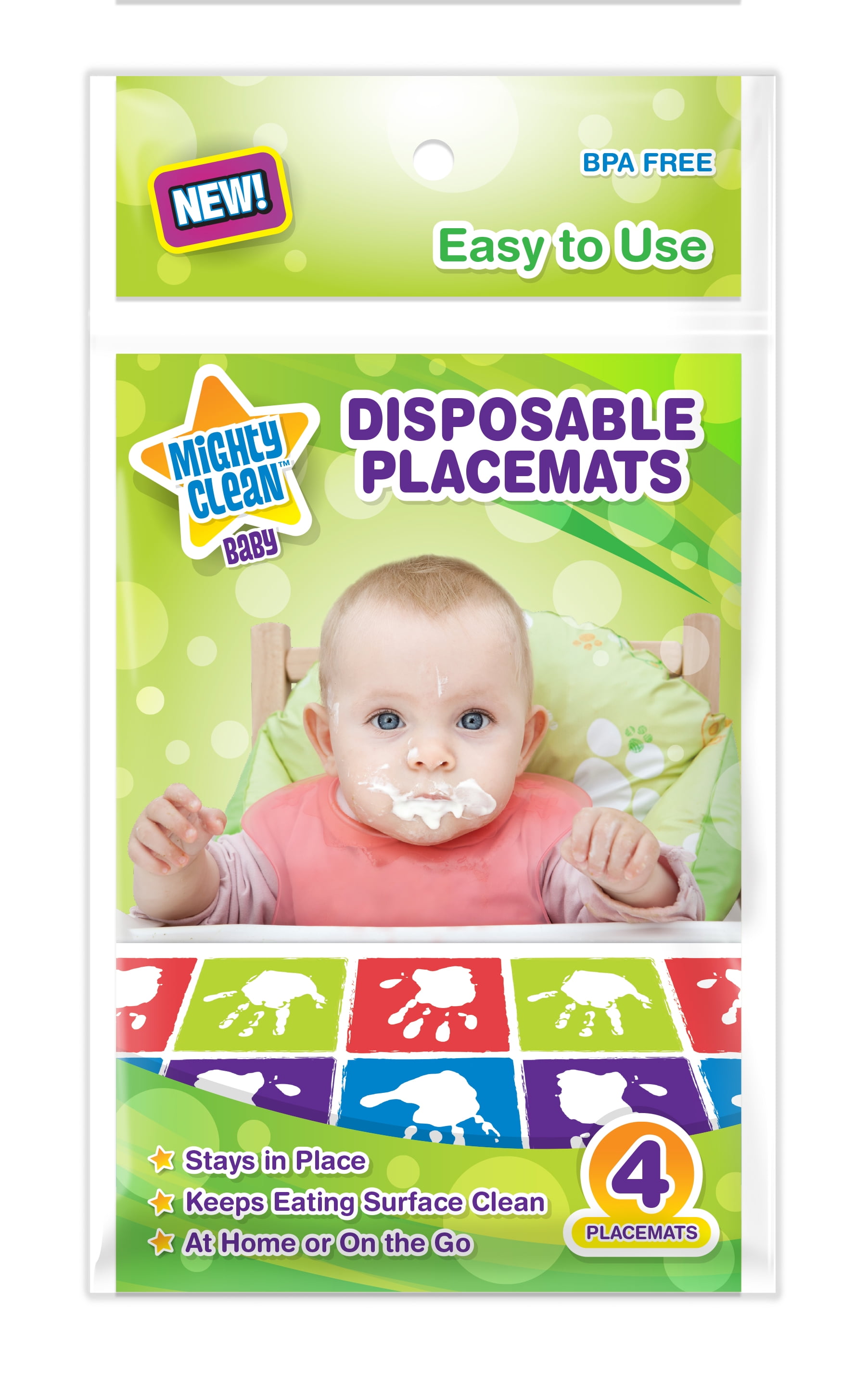 Mighty Clean Baby Disposable Dining Placemats - Multi Colored, 60 ...