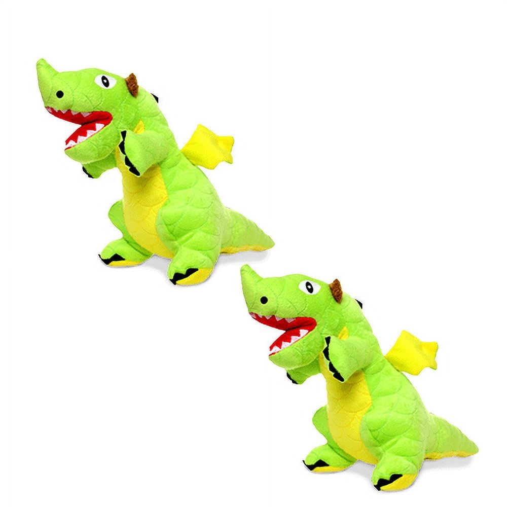 Mighty Dragon Green Durable Plush Squeaky 2-Pack Dog Toy - Walmart.com