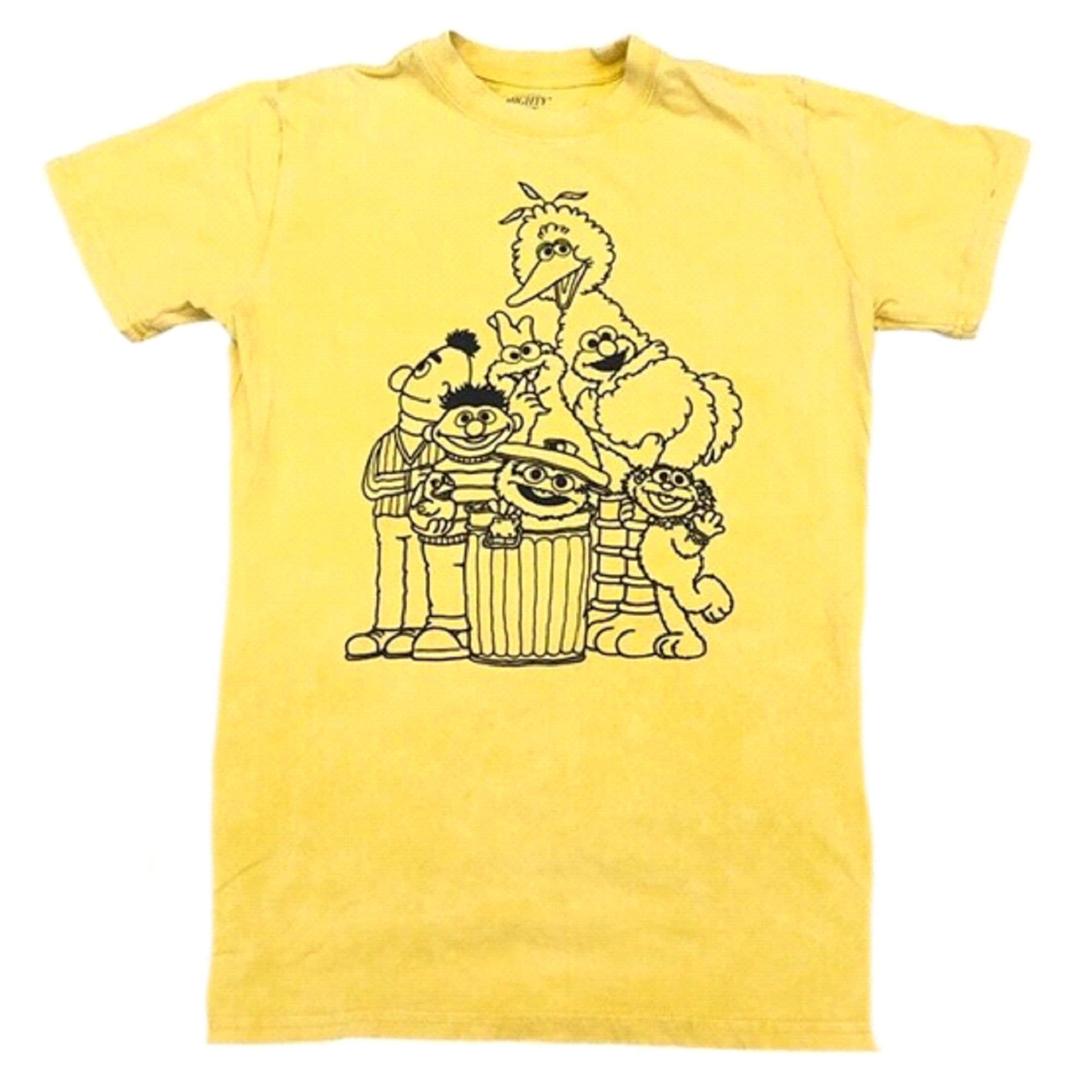 Mighty Fine Men's Yellow with Black Graphic Sesame Street T-Shirt ...