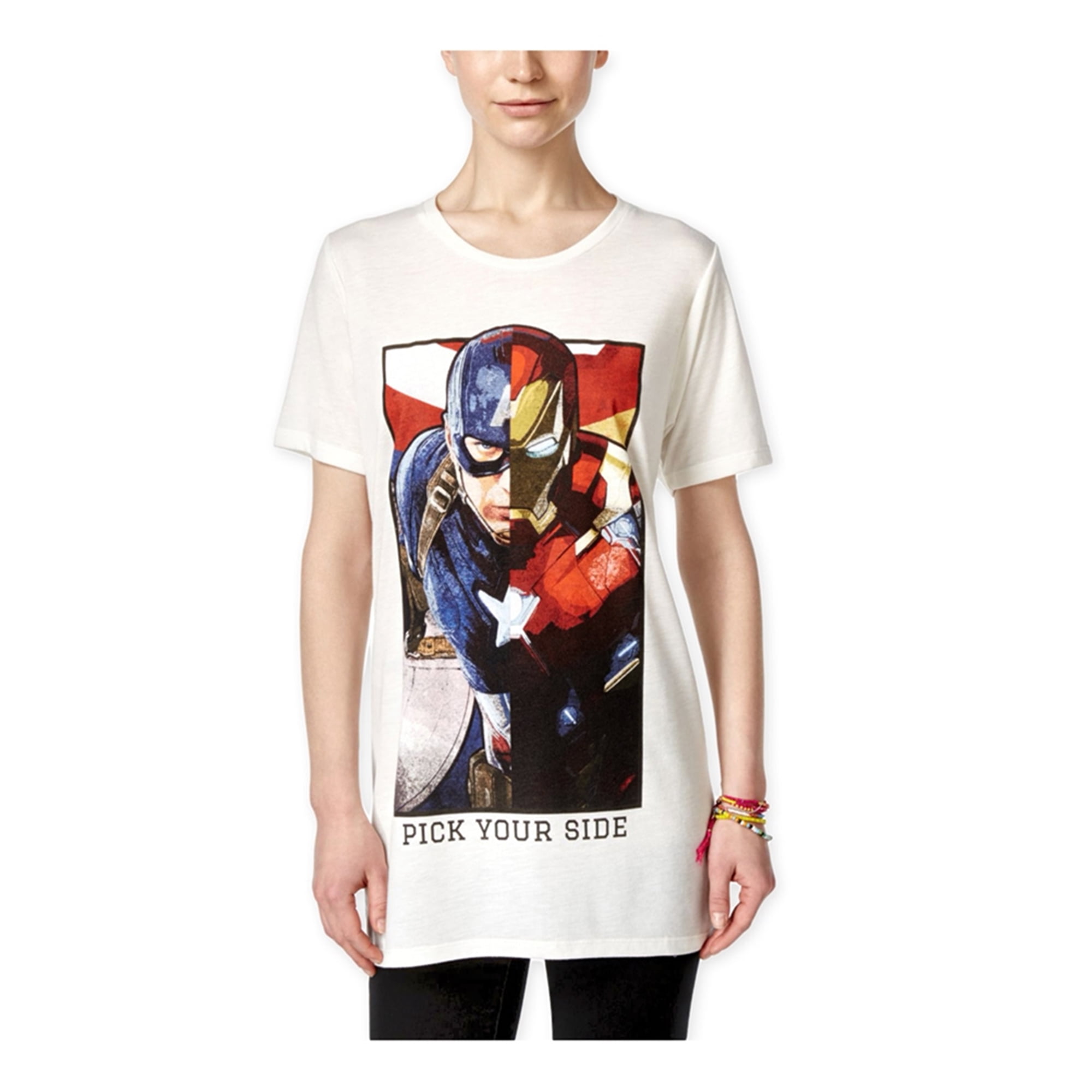 Mighty Fine Womens Avengers Pick Your Side Graphic T-Shirt, Off-White ...