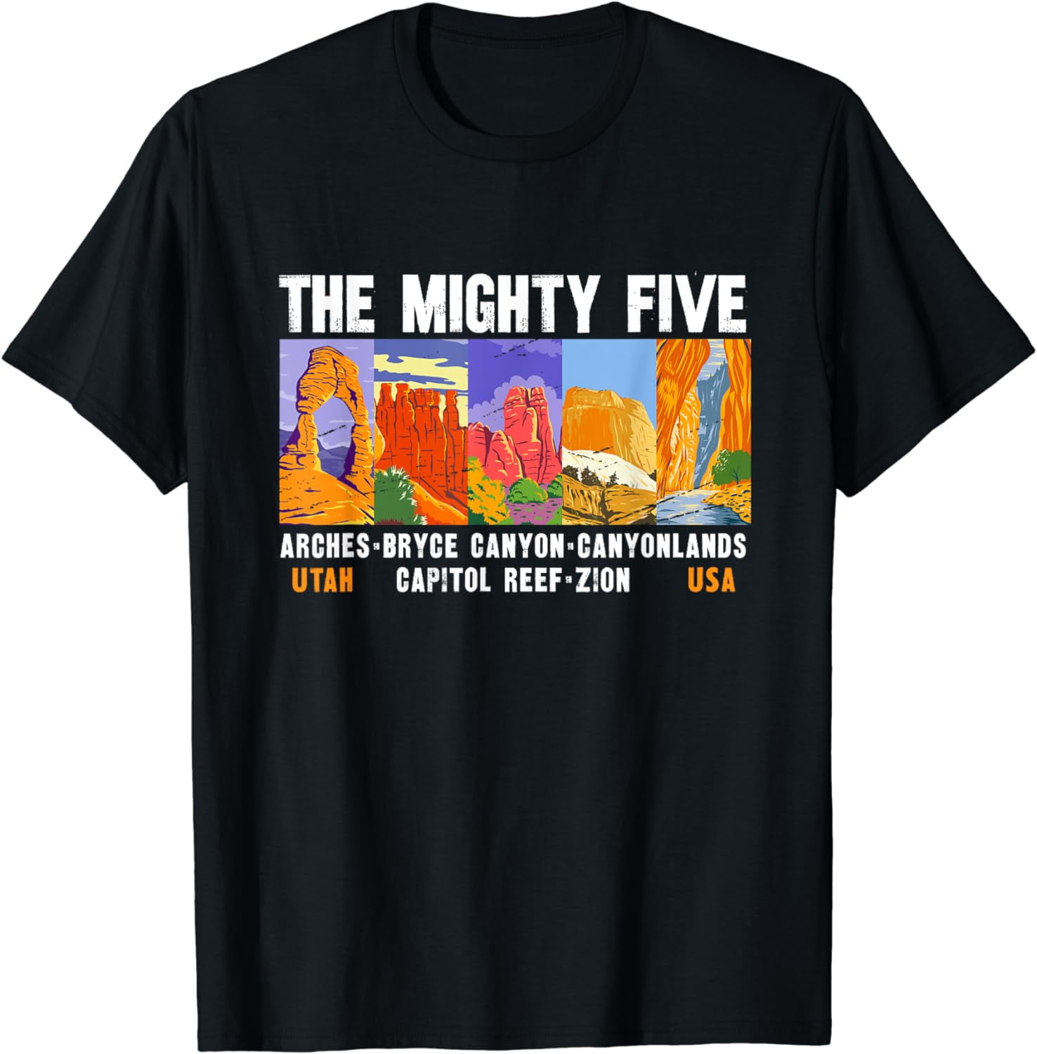 Mighty Five Utah National Parks Distressed Vintage T-Shirt - Walmart.com
