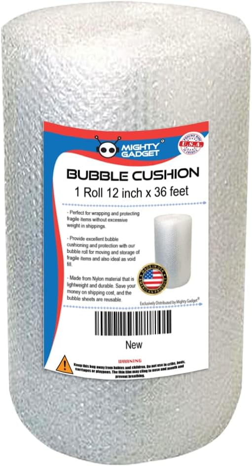 Mighty Gadget Bubble Cushioning Wrap Rolls, 12" x 36' ft Total ...