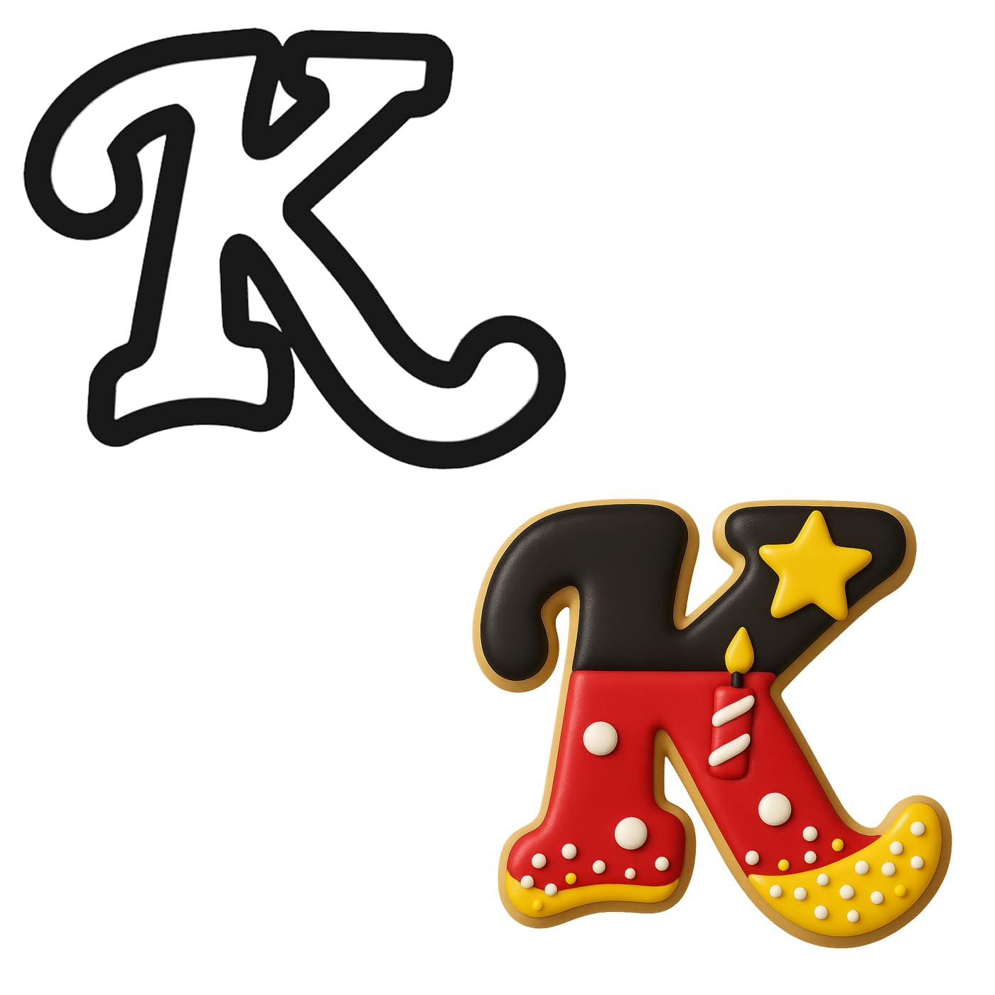 Mighty Gadget Cursive Letter K Cookie Cutter (Random Color) – 4 x 3.21 ...