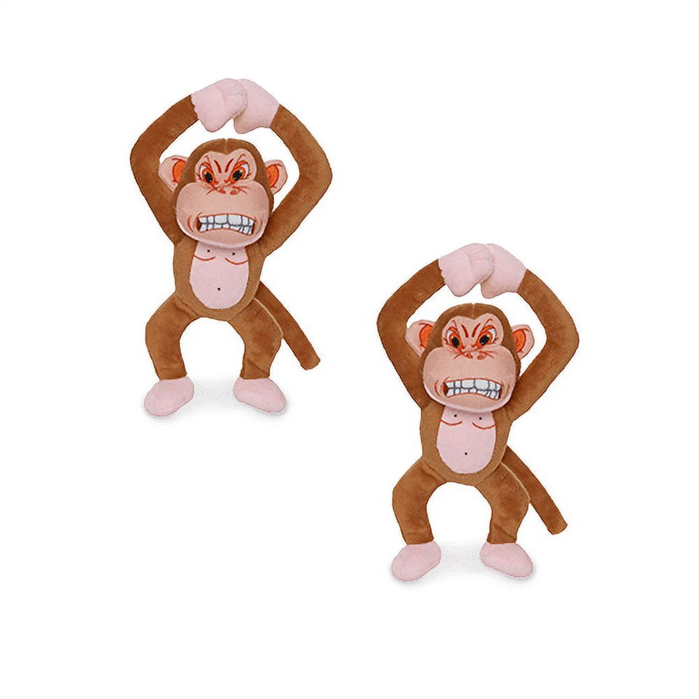 Mighty Jr Angry Animals Monkey Durable Squeaky Plush Dog Toy, 2-Pack ...