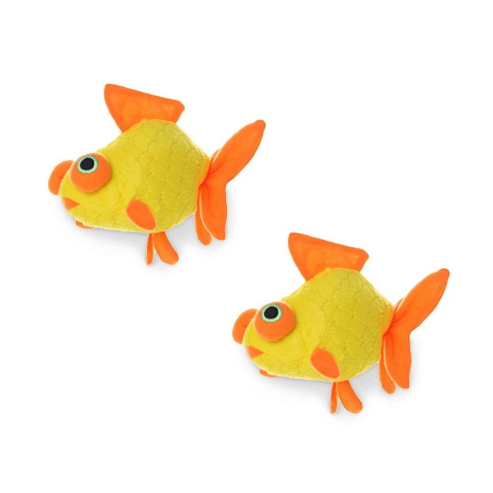 Mighty Jr Ocean Goldfish Durable Plush Squeaky Dog Toy, 2 Pack ...