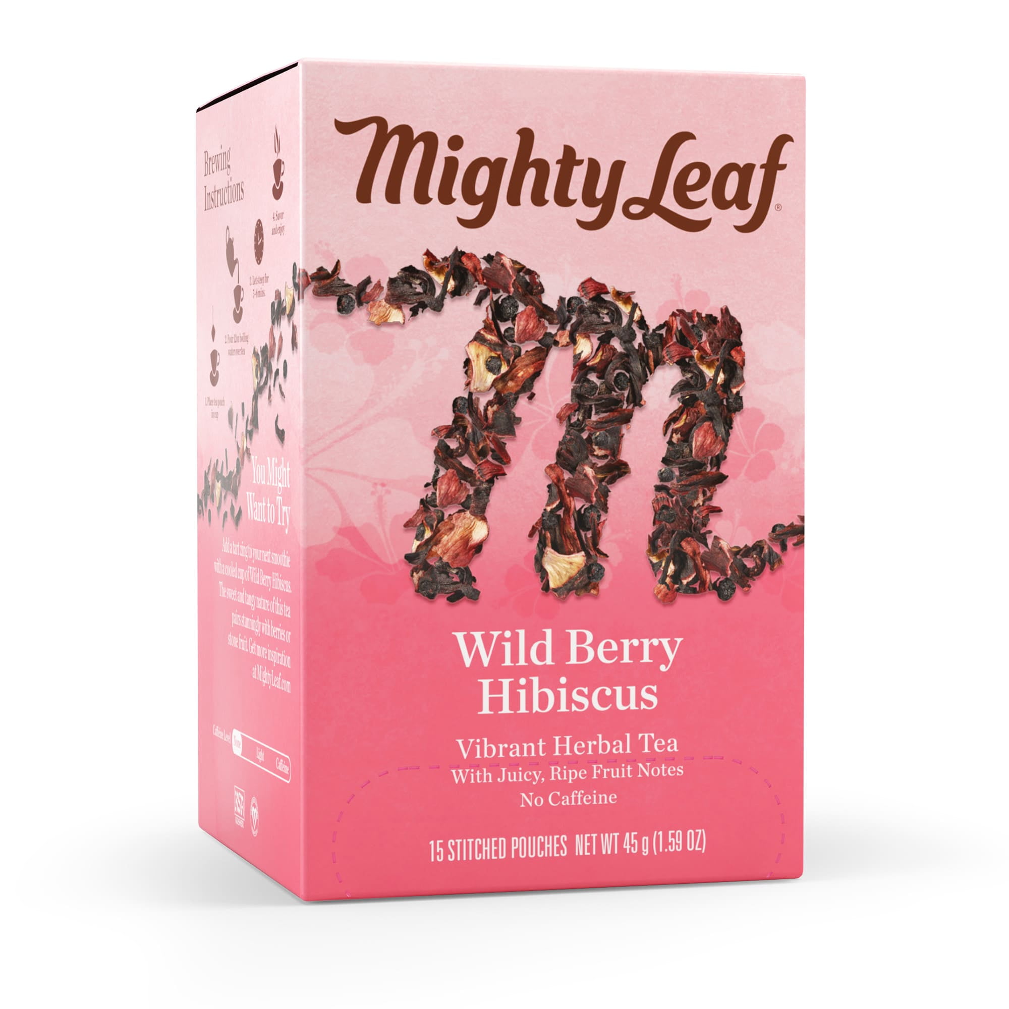 Mighty Leaf Tea Wild Berry Hibiscus, Herbal Tea, 15 Tea Bags - Walmart.com