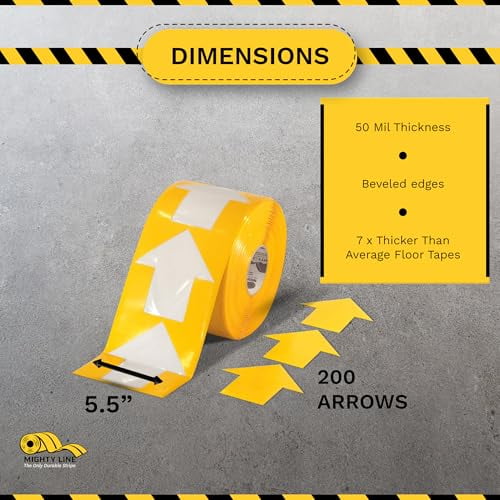 Mighty Line 5.5" Wide Solid Arrows Roll, Directional Sticker Sign Floor ...