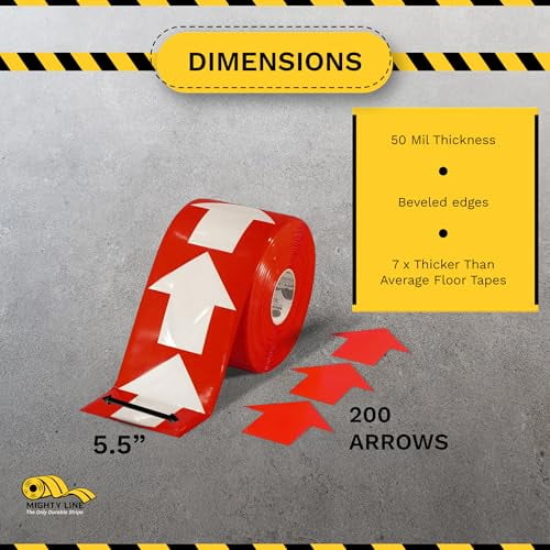 Mighty Line 5.5" Wide Solid Arrows Roll, Directional Sticker Sign Floor ...