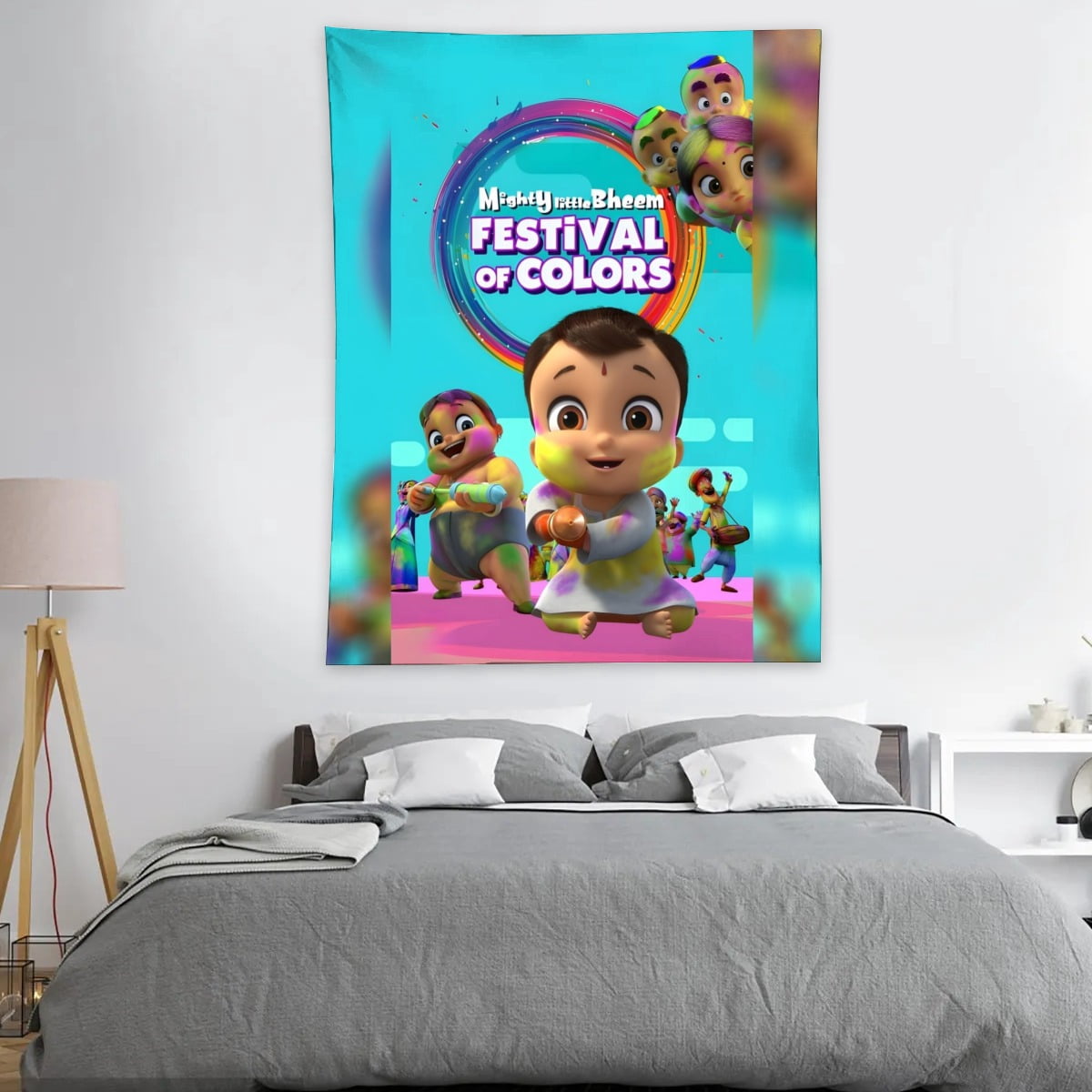Mighty Little Bheem Festival of Colors Flag Funny Tapestry Indoor ...