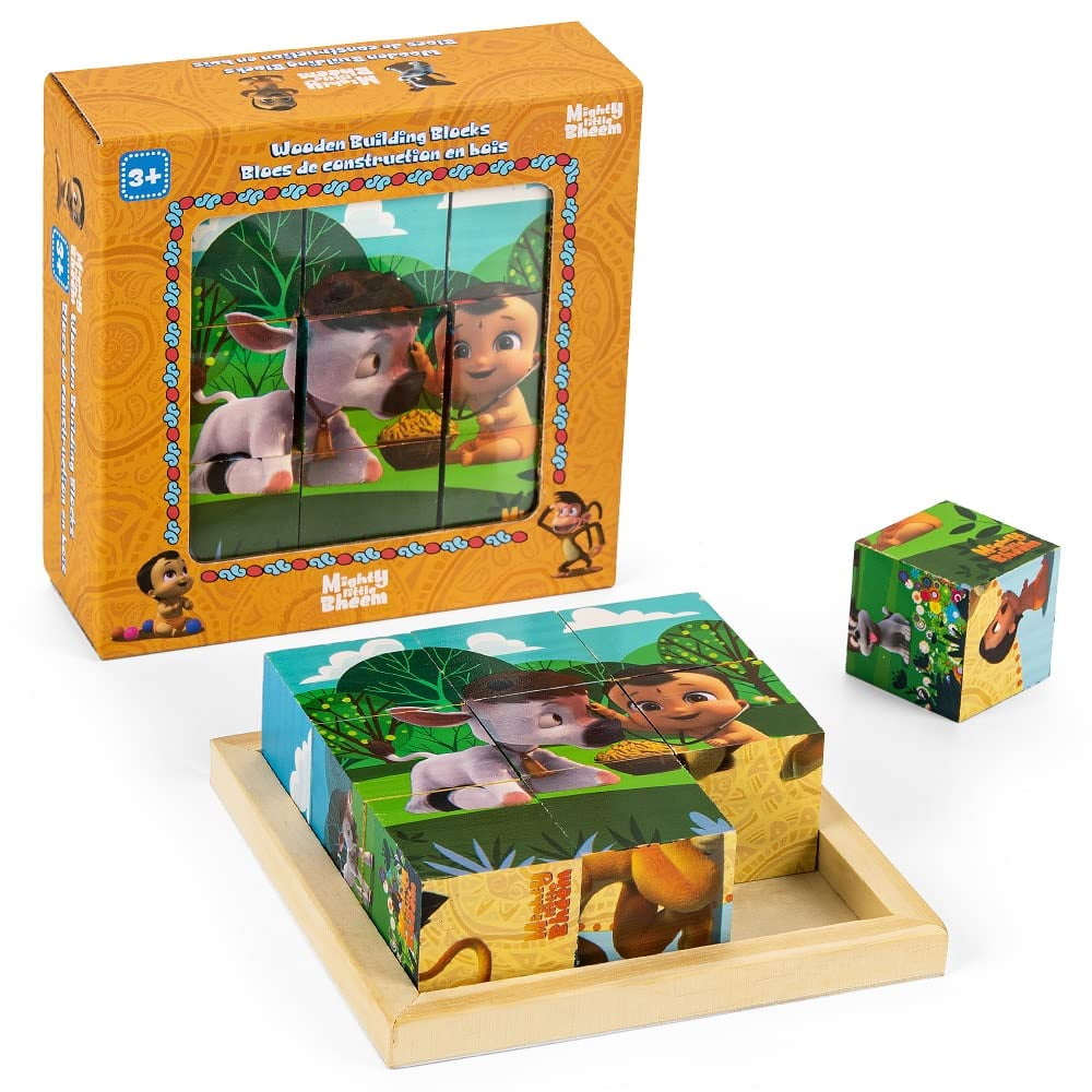 Mighty Little Bheem Wood YPF5 6 Sided Building Stacking Block Puzzle 6 ...
