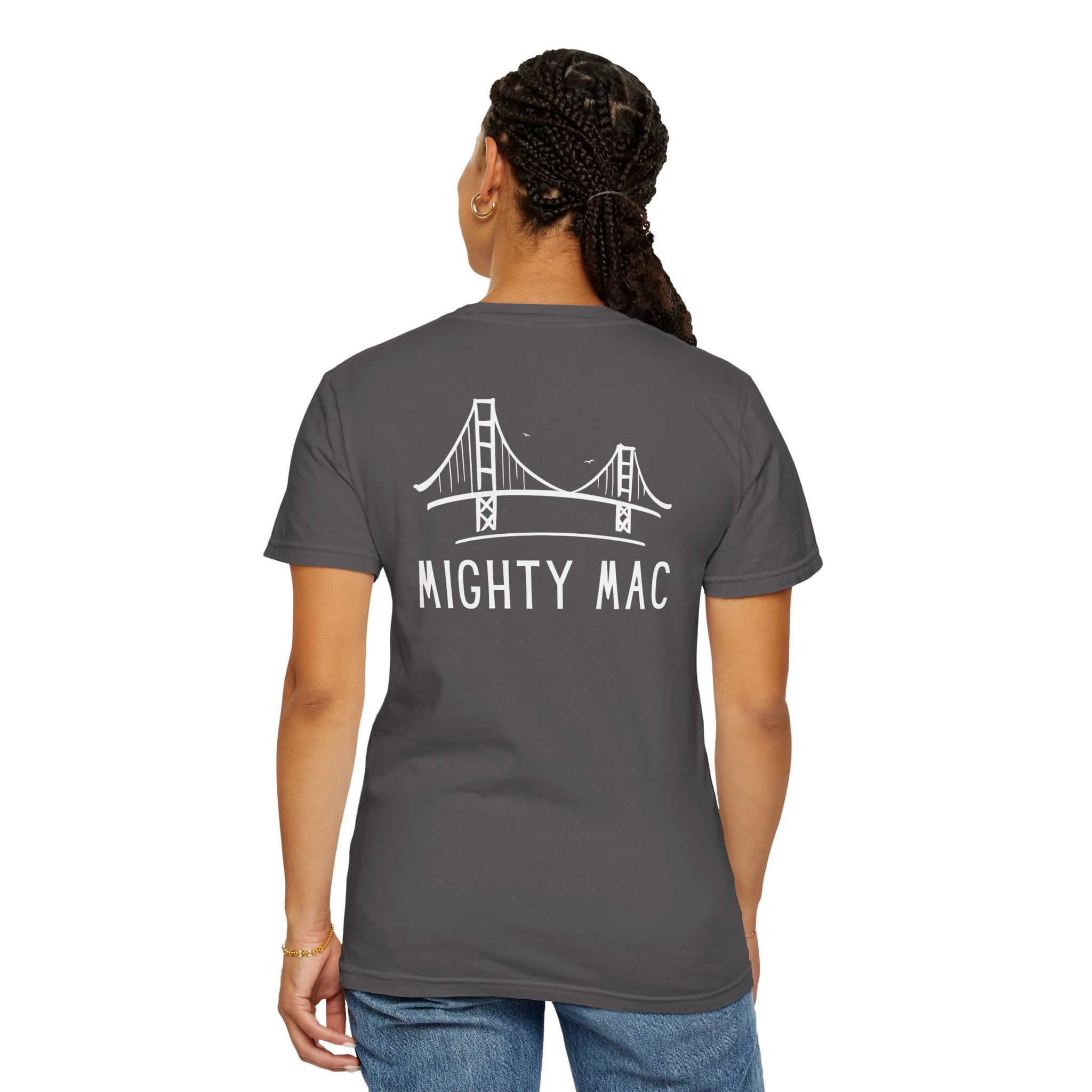 Mighty Mac Mackinac Bridge Upper Peninsula Men Women Front Back Graphic Tee - Walmart.com