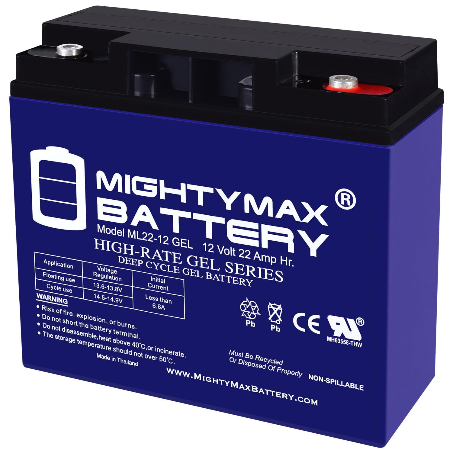 Mighty Max Battery 12V 22AH Gel Battery Replaces Enduring 6FM22, 6-FM ...