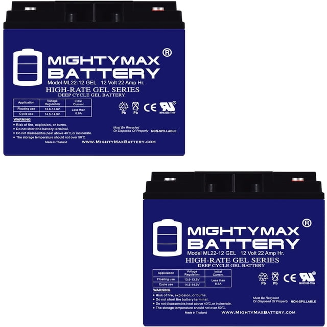 Mighty Max Battery 12V 22AH Gel Battery for Rascal 320, 500 T, 500T - 2 ...