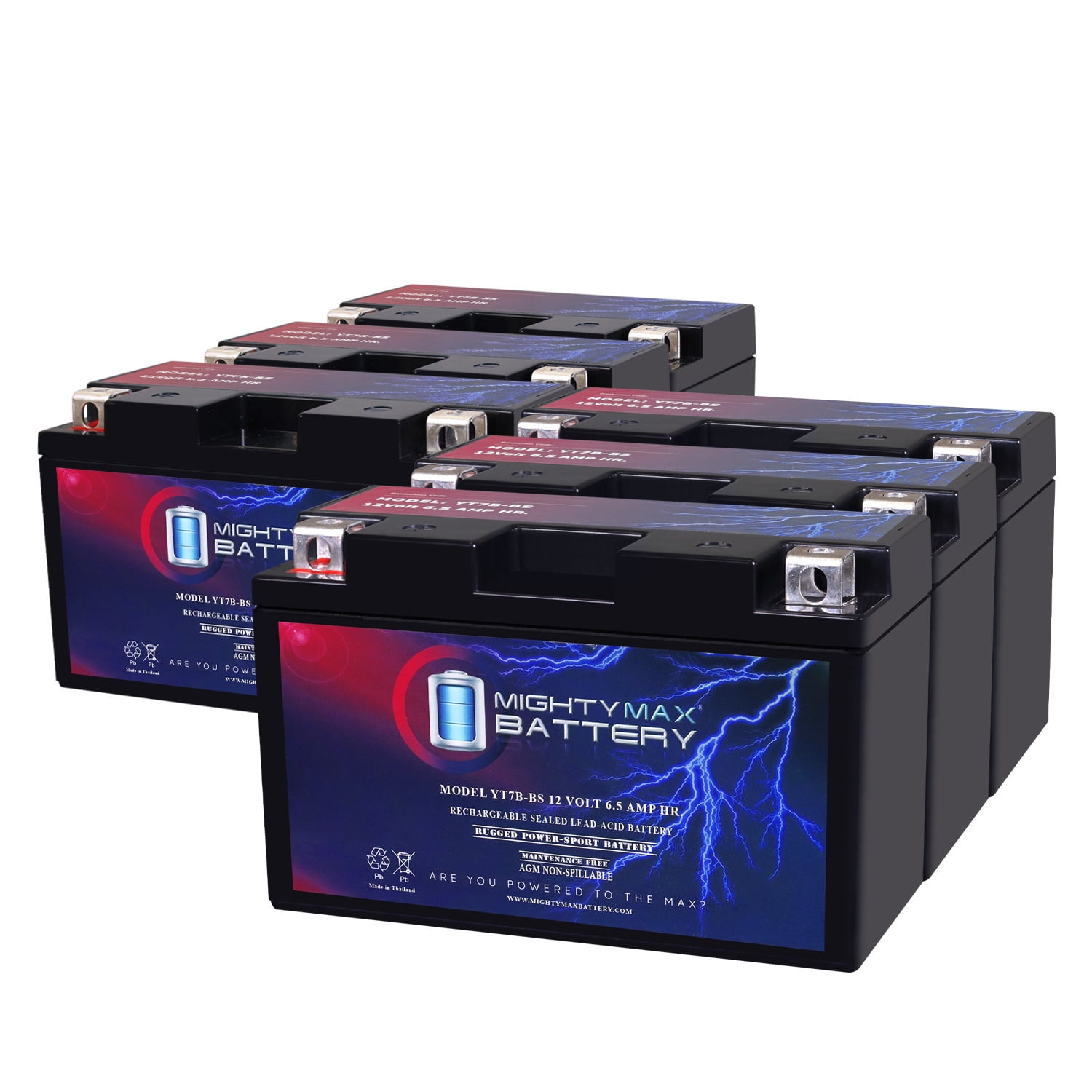 Mighty Max Battery YT7B-BS -12 Volt 6.5 AH, 110 CCA, Rechargeable ...