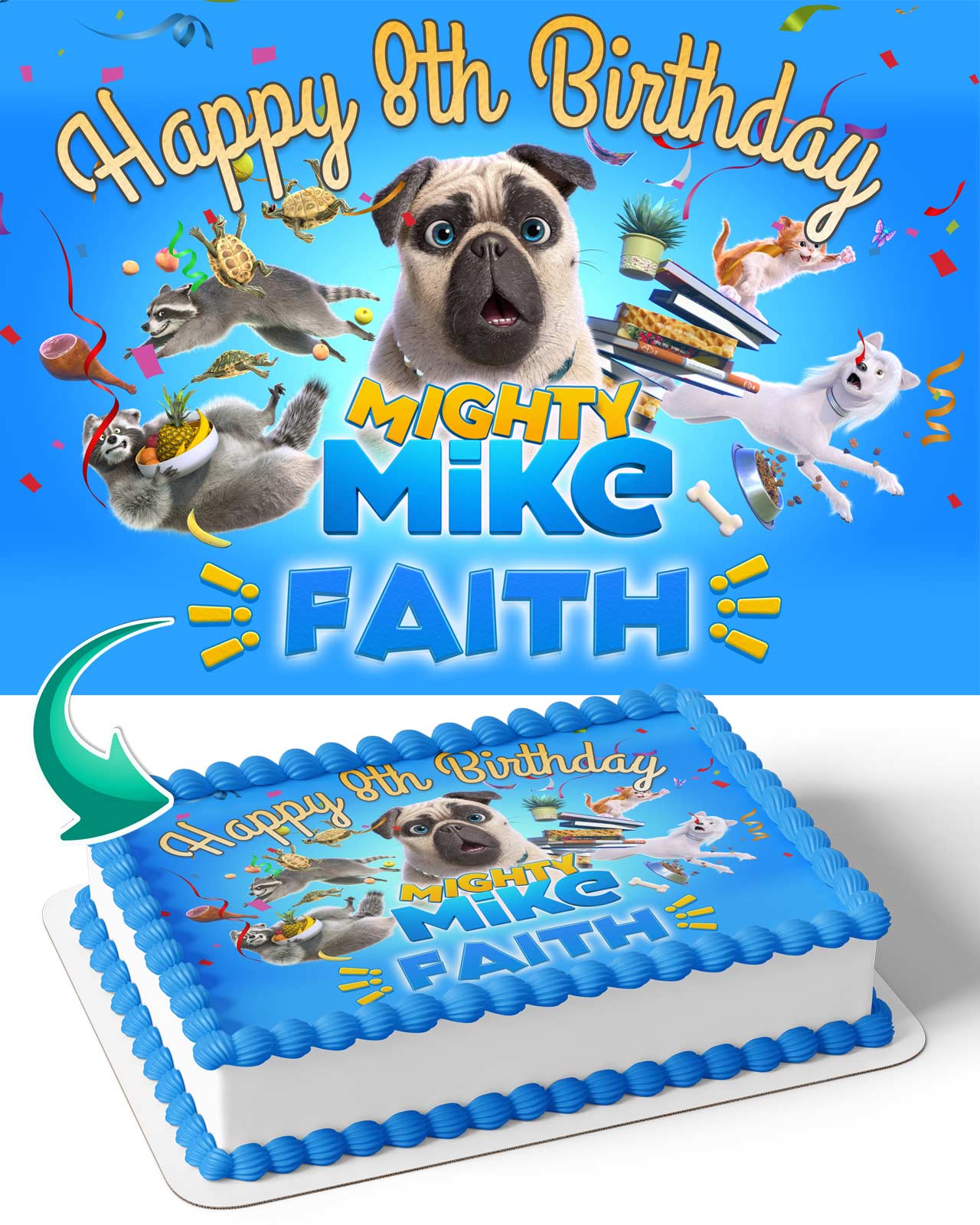 Mighty Mike Edible Image Cake Topper Personalized Birthday Sheet Decal ...