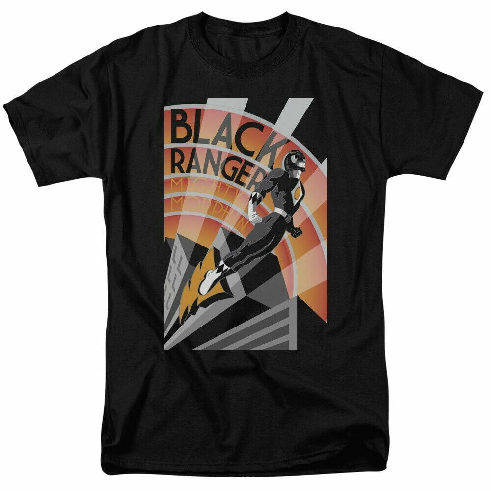 Mighty Morphin Power Rangers Black Ranger Deco T Shirt Mens Licensed ...