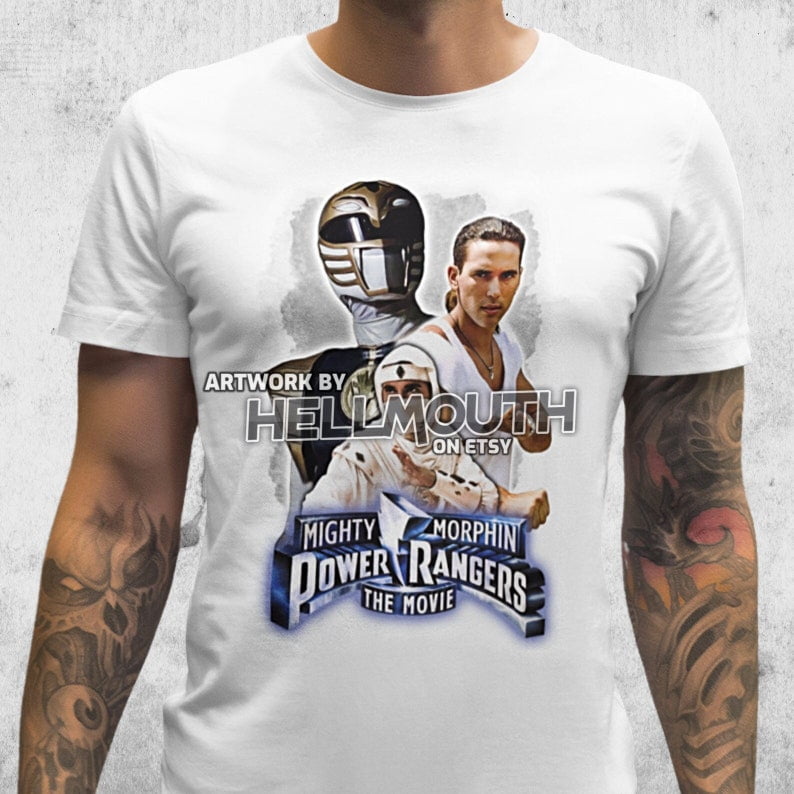 Mighty Morphin' Power Rangers : The Movie - White T-Shirt. Male ...