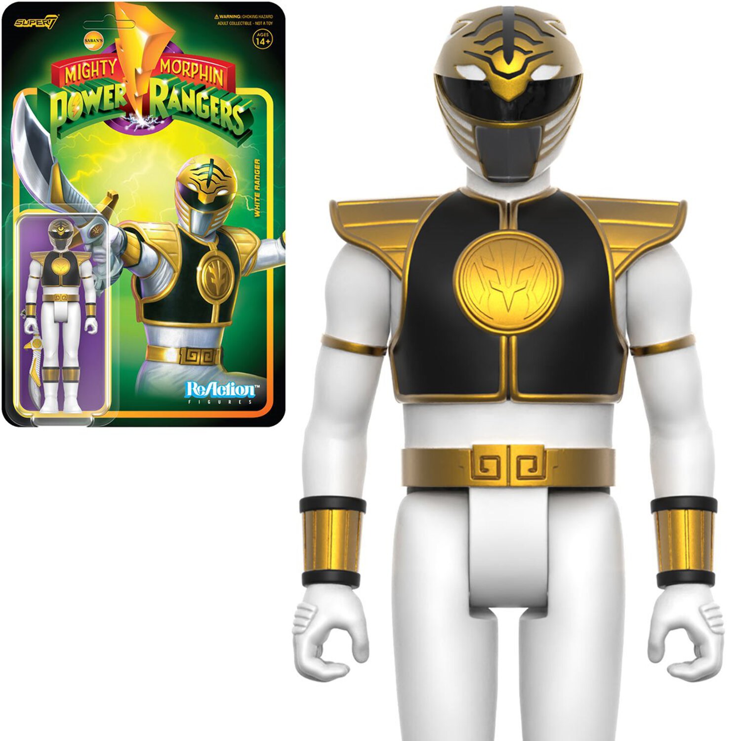 Mighty Morphin Power Rangers White Ranger ReAction Figure - Walmart.com