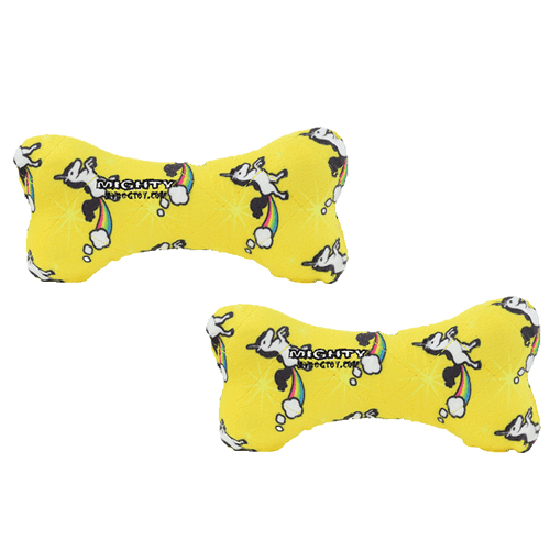 Mighty No Stuff Medium Bone 2 Pack Dog Toy, Unicorn , Squeaky Plastic ...