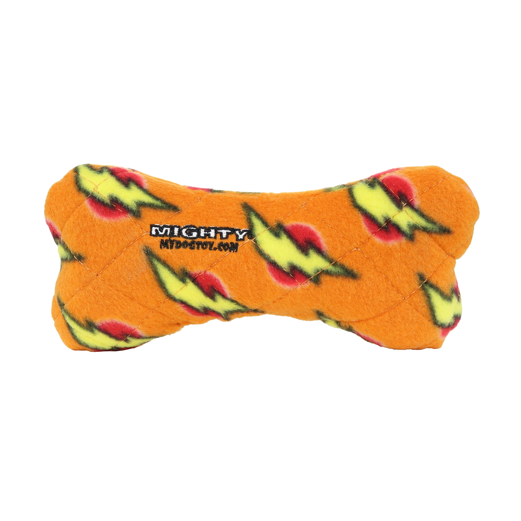 Mighty No Stuff Medium Bone Dog Toy, Orange, Squeaky Plastic Core ...