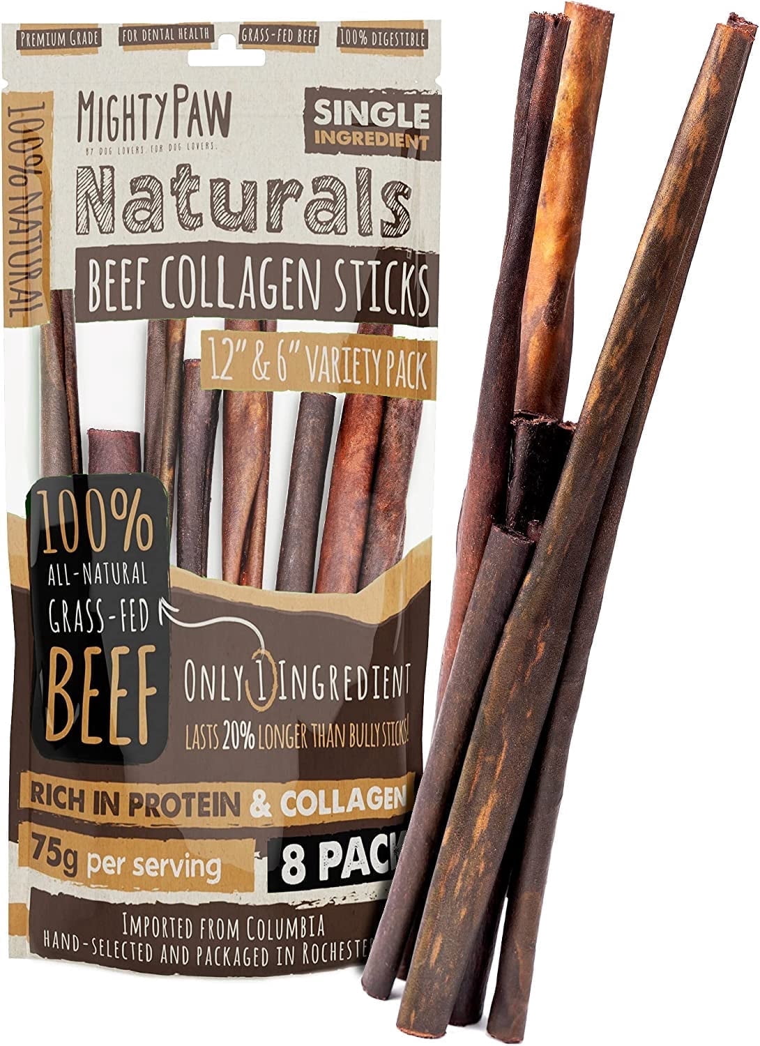 Mighty Paw Naturals Collagen Sticks, All-Natural Protein Dog Treats for ...