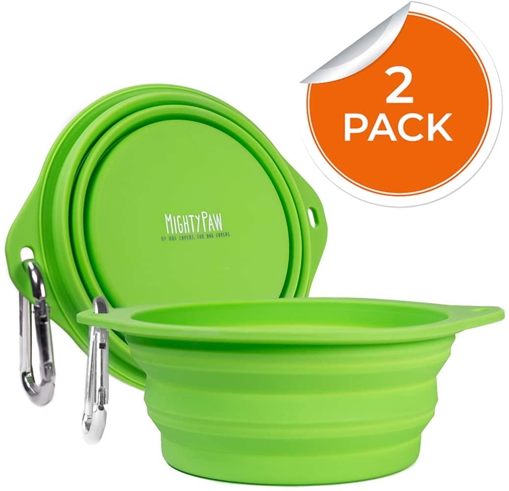 Mighty Paw 2-Pack Travel Dog Bowls, Foldable, 27 Oz, Food Safe Silicone ...