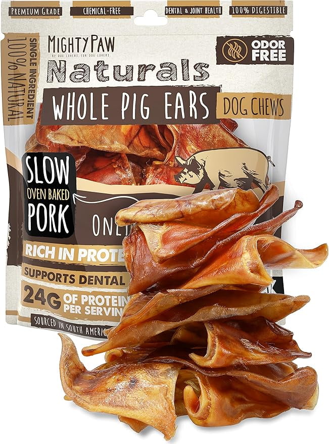 Mighty Paw Full Pig Ears for Dogs | All Natural Treats. Single ...