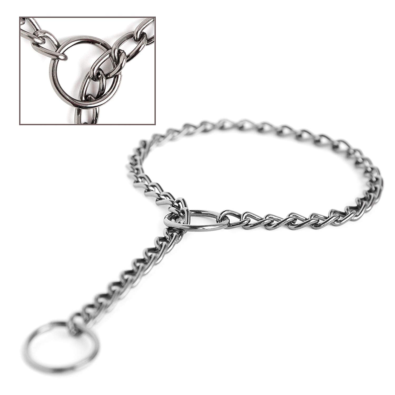 Mighty Paw Gun Metal Chain Slip Collar, Cinch Dog Collar, Choke Chain ...