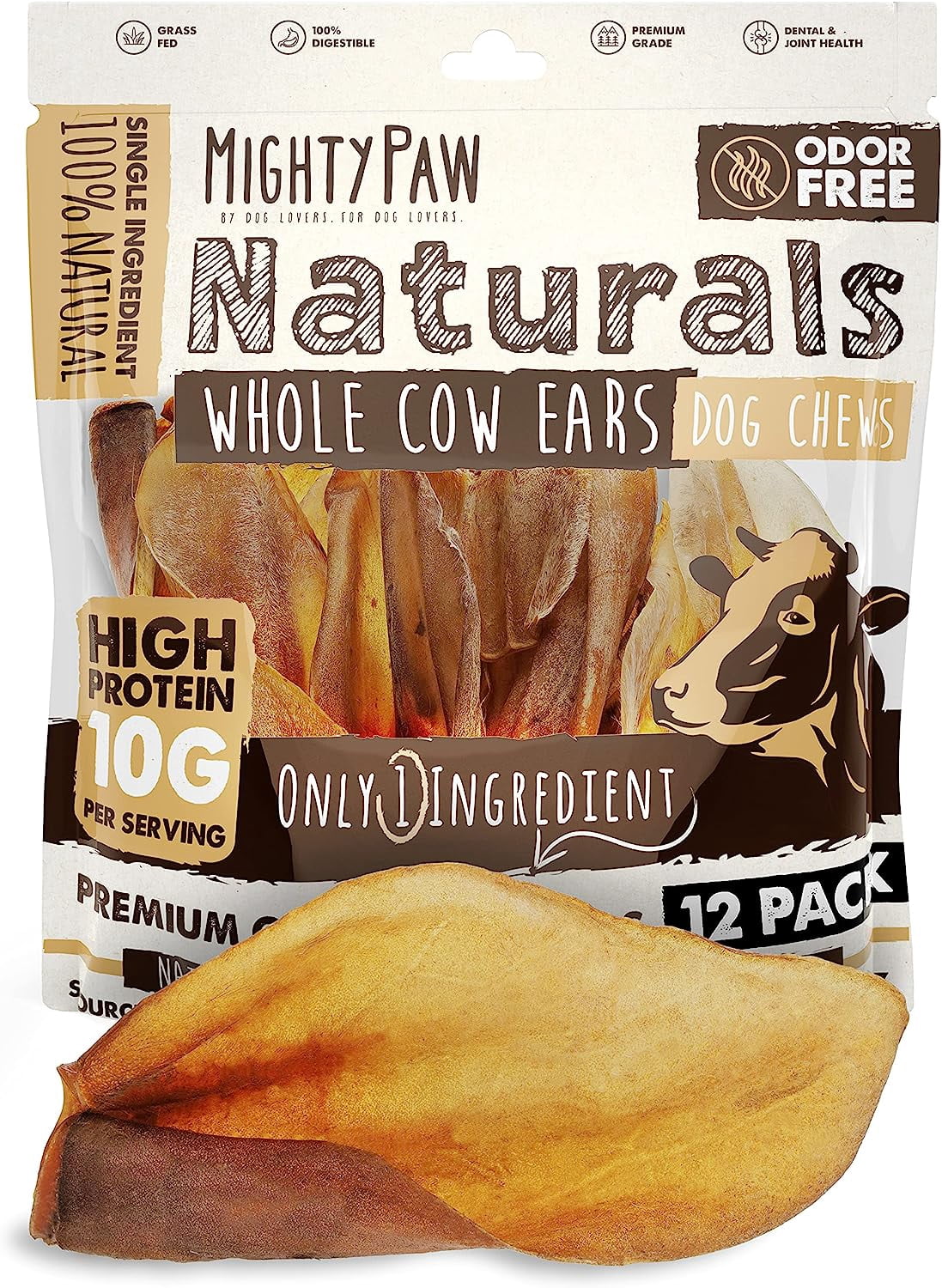 Mighty Paw Half Pig Ears for Dogs - All Natural Single Ingredient ...