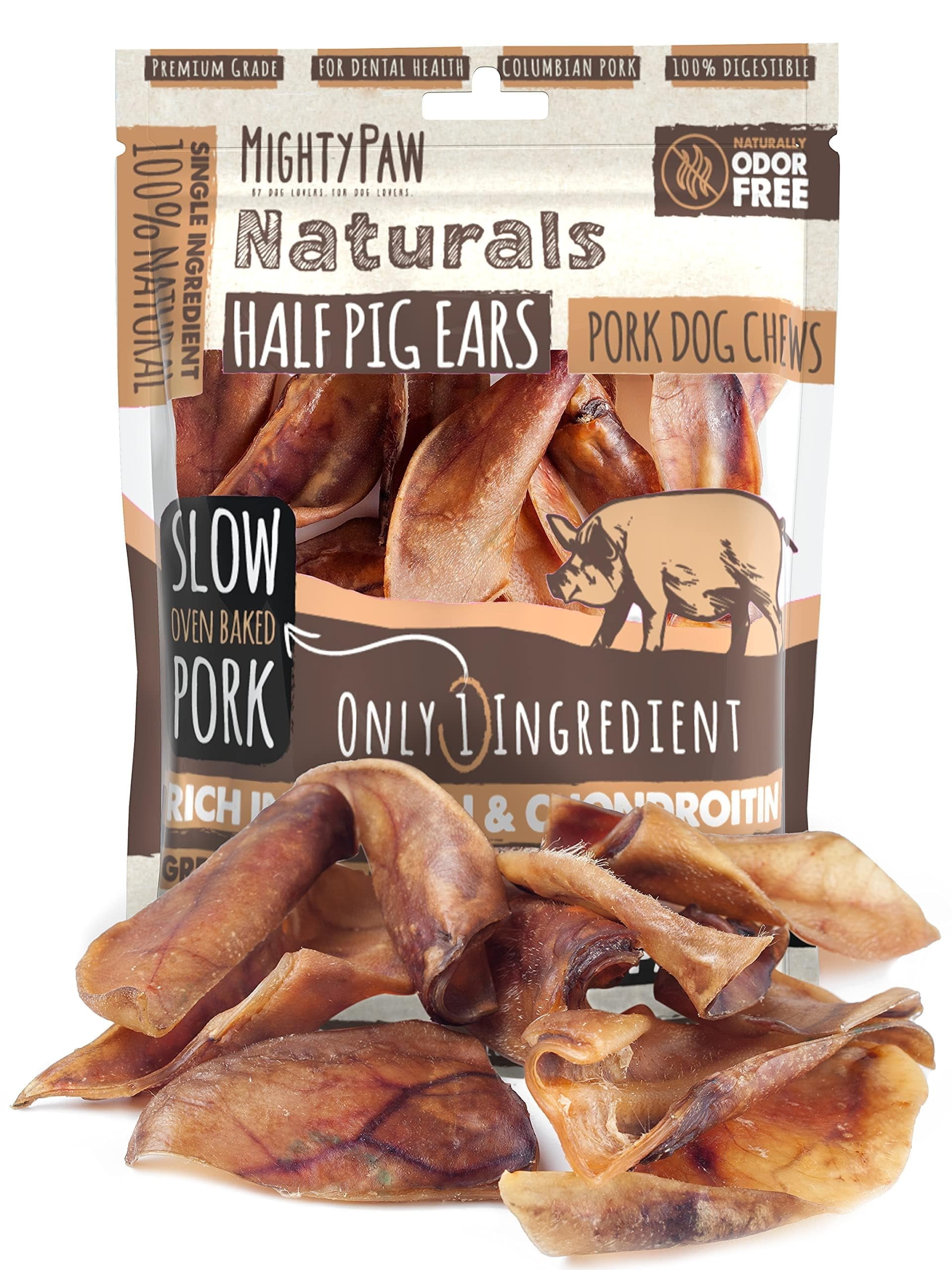 Mighty Paw All Natural Half Pig Ears Dog Treats (12pk) - Perfect Puppy ...