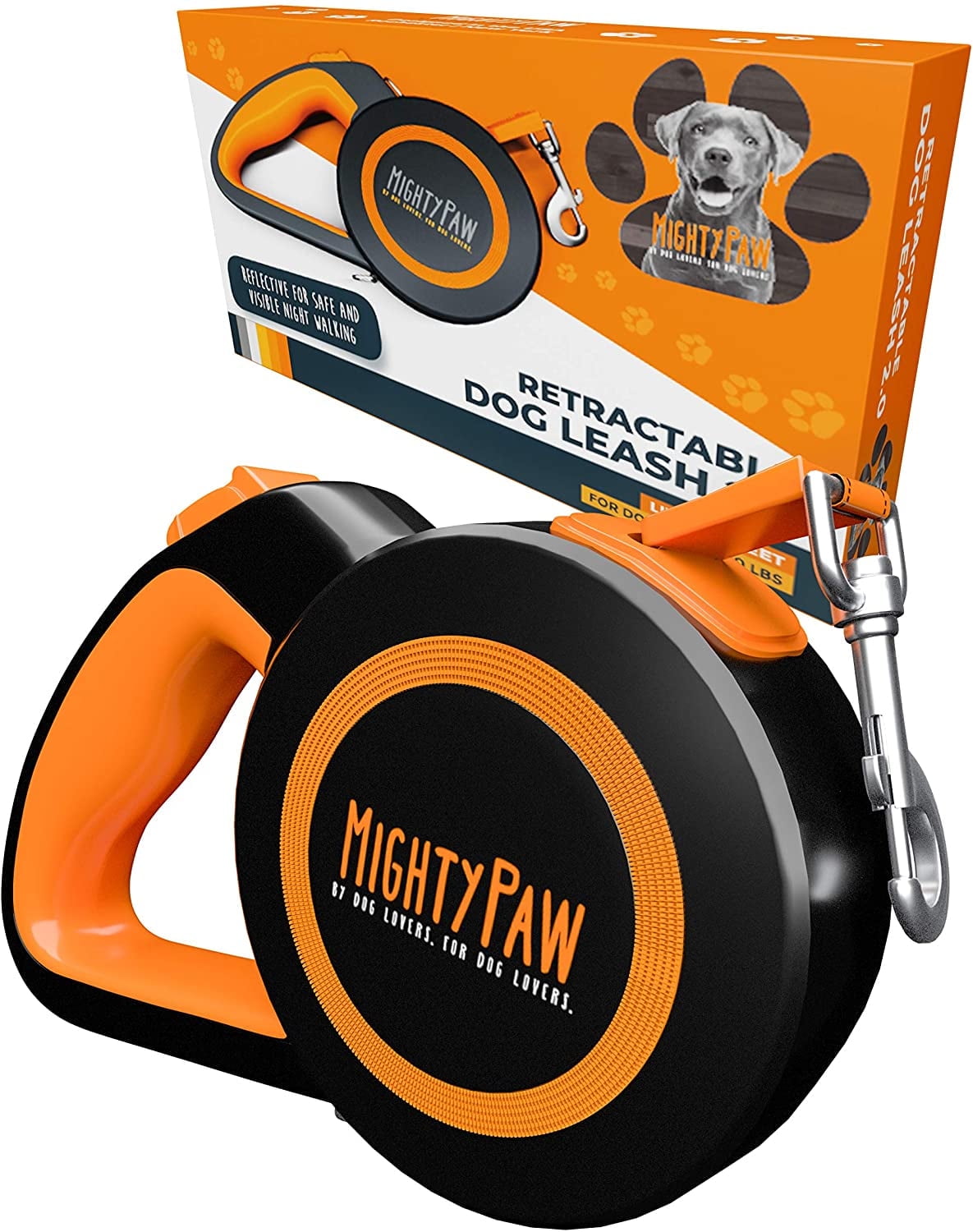Mighty Paw Heavy Duty Retractable Dog Leash, 1 Touch Lock, No Slip Grip ...