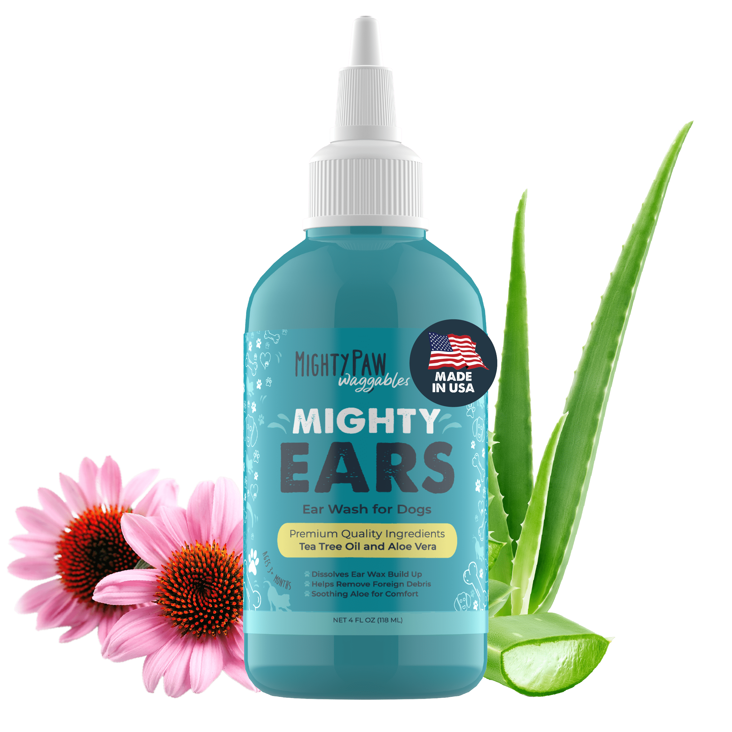 Mighty Paw, Dog Ear Wash, 4 oz, Made in USA, Aloe Vera - Walmart.com