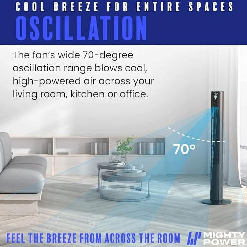 Mighty Power Tower Fan 38 Inch, Ultra-Quiet Oscillating Bladeless Fan ...
