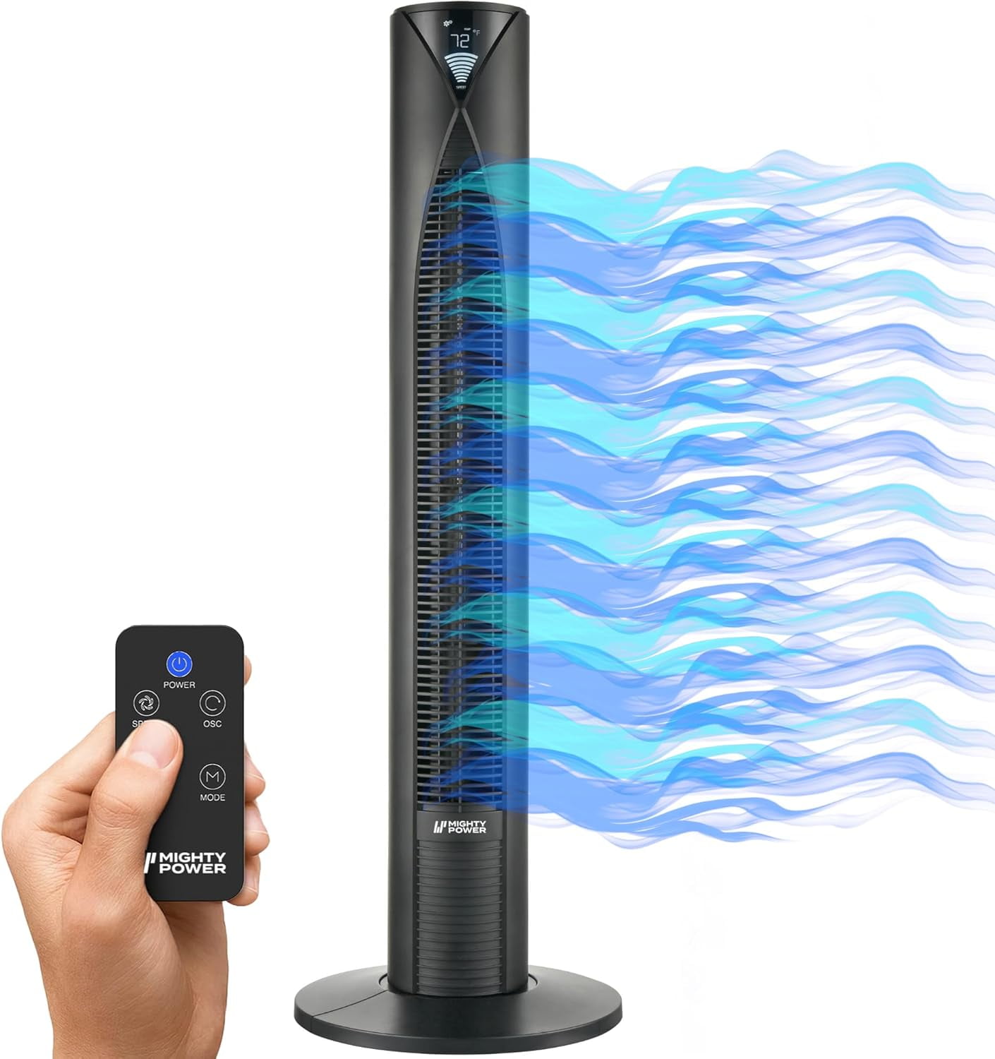 Mighty Power Tower Fan 38 Inch, Ultra-Quiet Oscillating Bladeless Fan ...