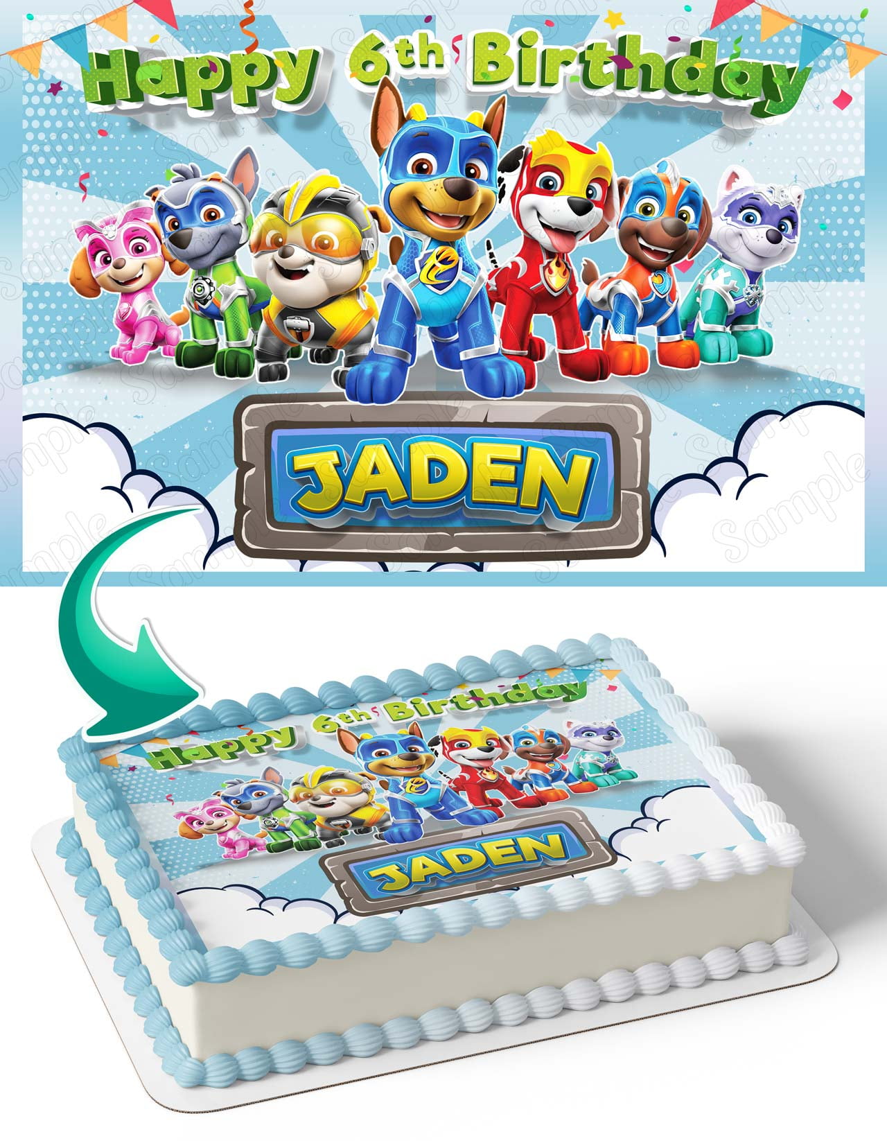 Mighty Pups Paw Patrol Team Edible Image Cake Topper Photo Print Deco 1 ...