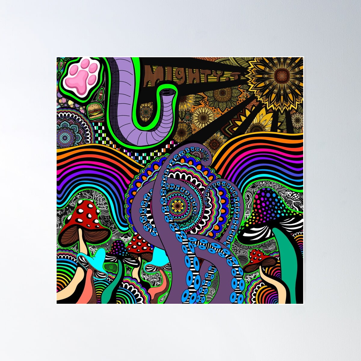 Mighty Shroom Story Poster Wall Art, Modern Wall Decor For Living Room ...