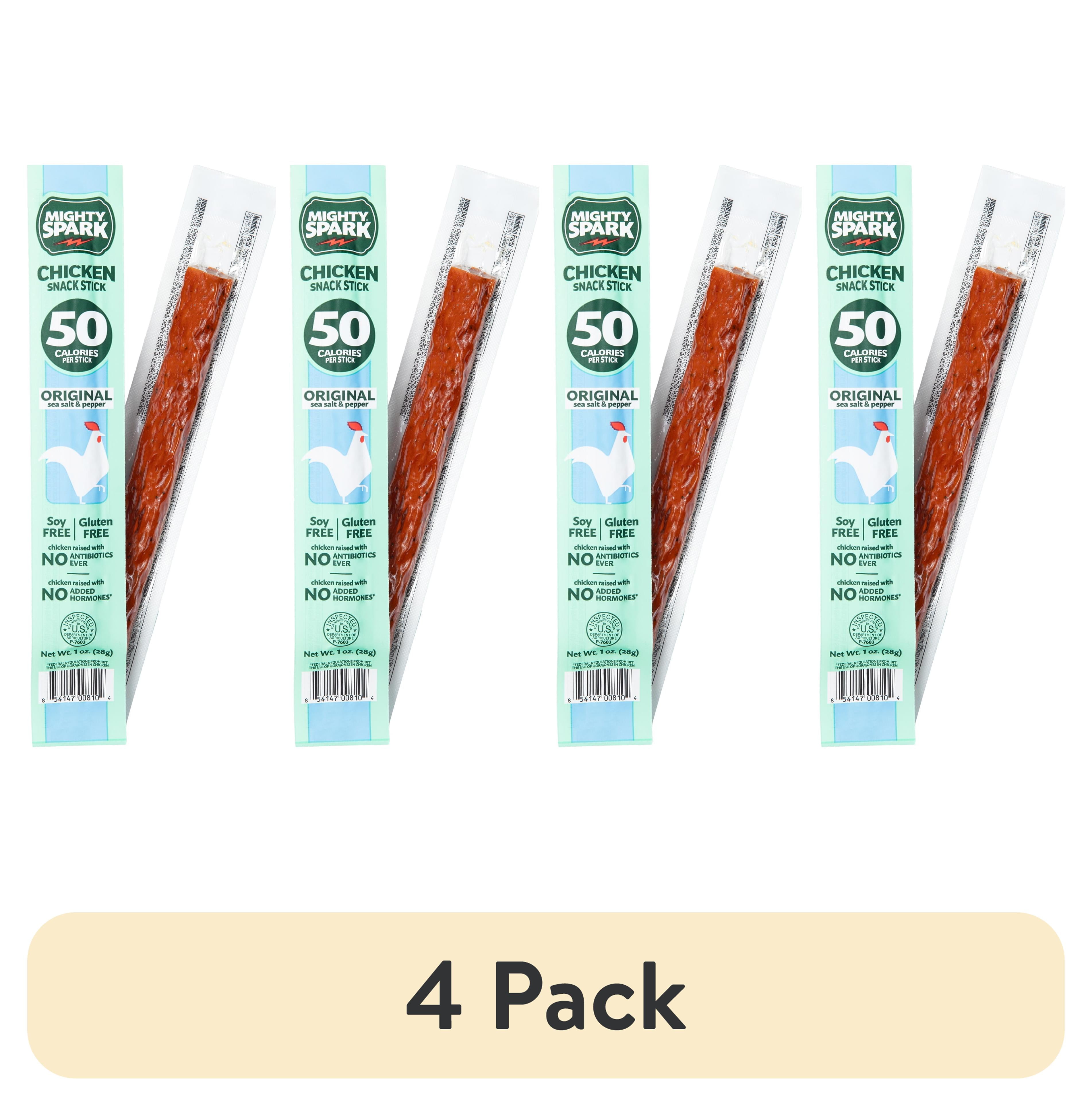 (4 pack) Mighty Spark Original Sea Salt & Pepper Chicken Snack Stick, 1 ...