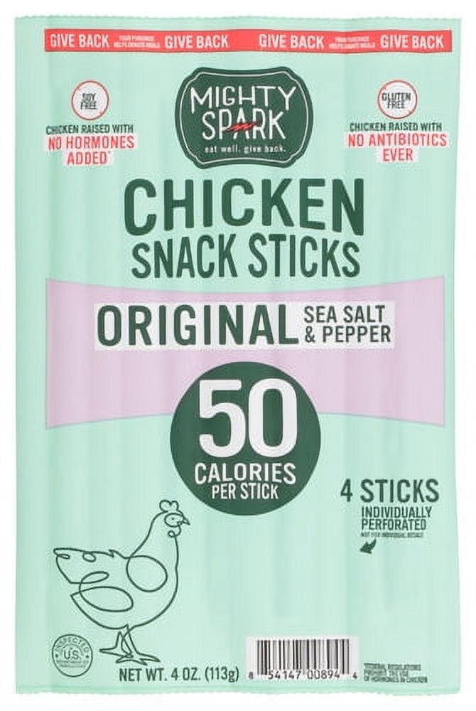 Mighty Spark Stick Snack Chicken Sea Salt Pepper 4 Ounces Pack Of 8 ...