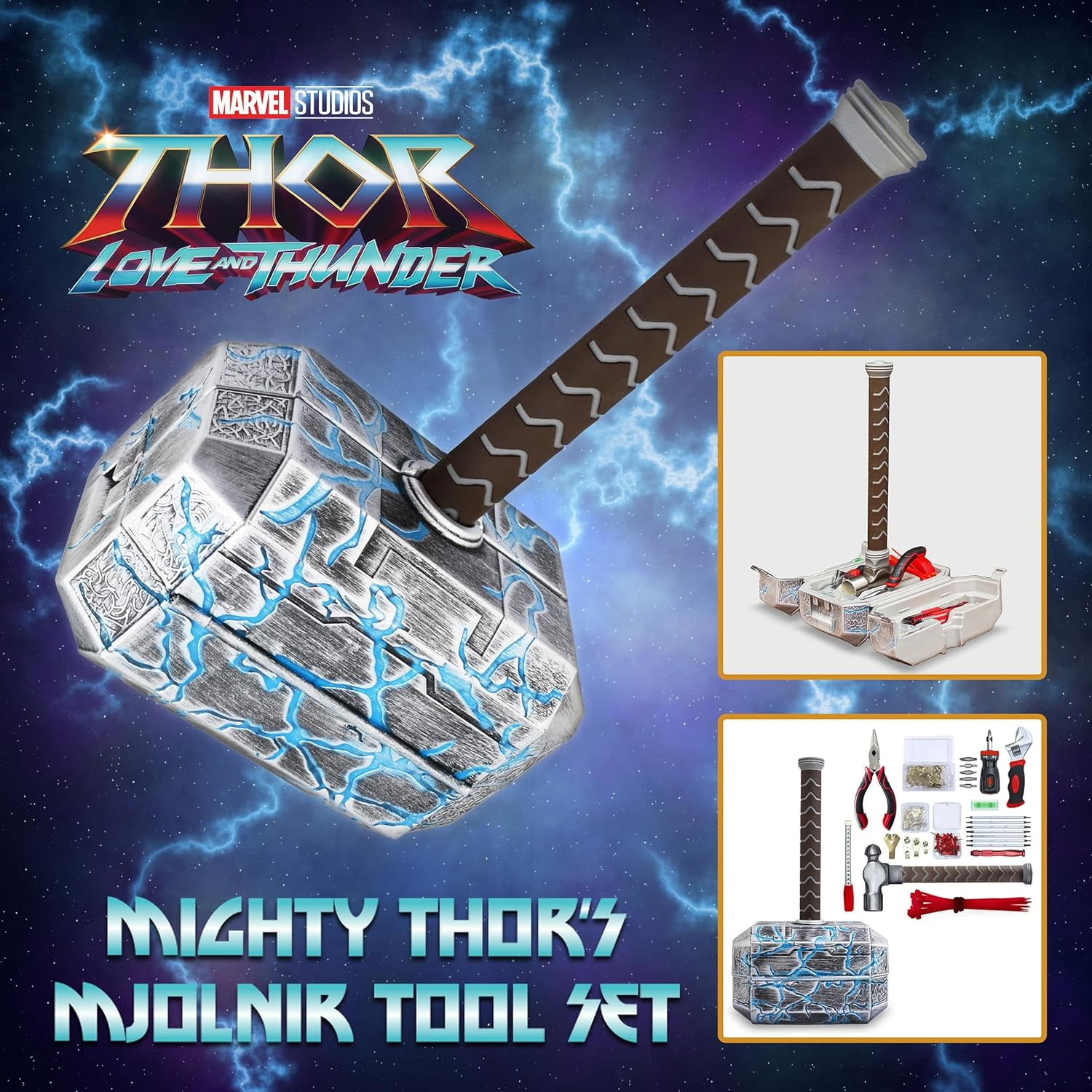Mighty Thor's Hammer Mjolnir 91-Piece Tool Set - Home Repair Kit with Screwdrivers, Wrench ...