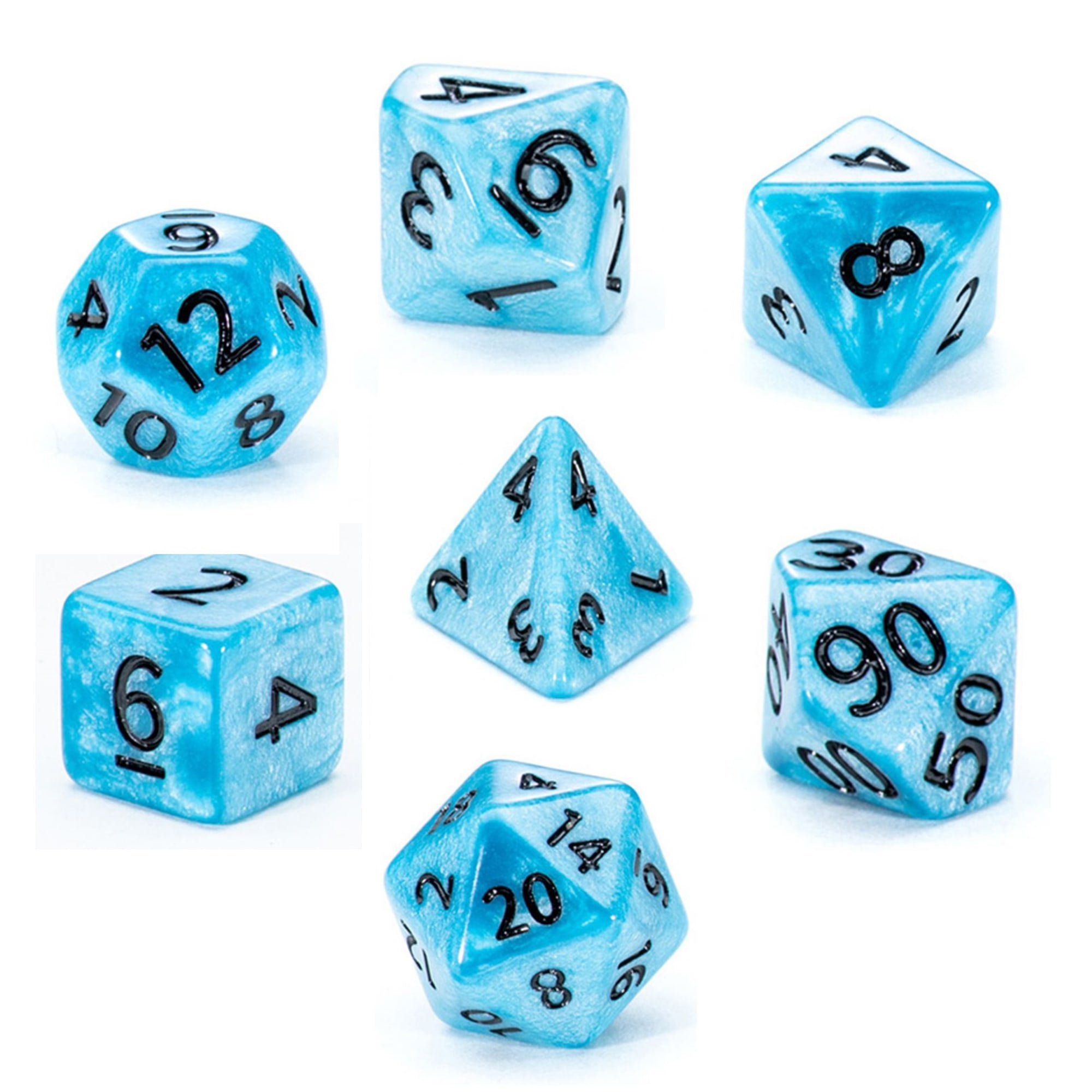 Mighty Tiny Dice: Sea Sparkle - 7 Piece RPG Dice Set, Glow In The Dark, 12mm Resin Dice Set ...