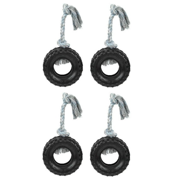 Mighty Tire Dog Toy 16" Rope Tough Rubber Textural Gum Massaging Tug ...