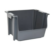 Your Zone Square Stacking Bin Plastic, Gray Flannel, Set of 4 - Walmart.com