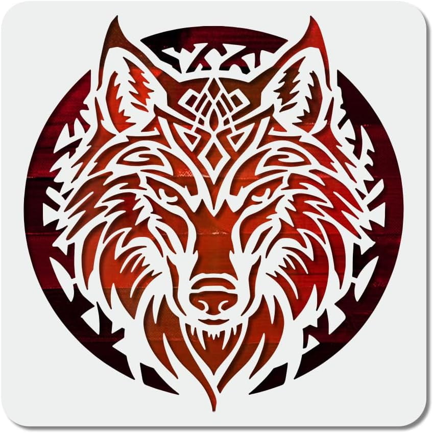 Mighty Wolf Drawing Template 11.8x11.8inchs Celtic Knot Pattern Wolf ...
