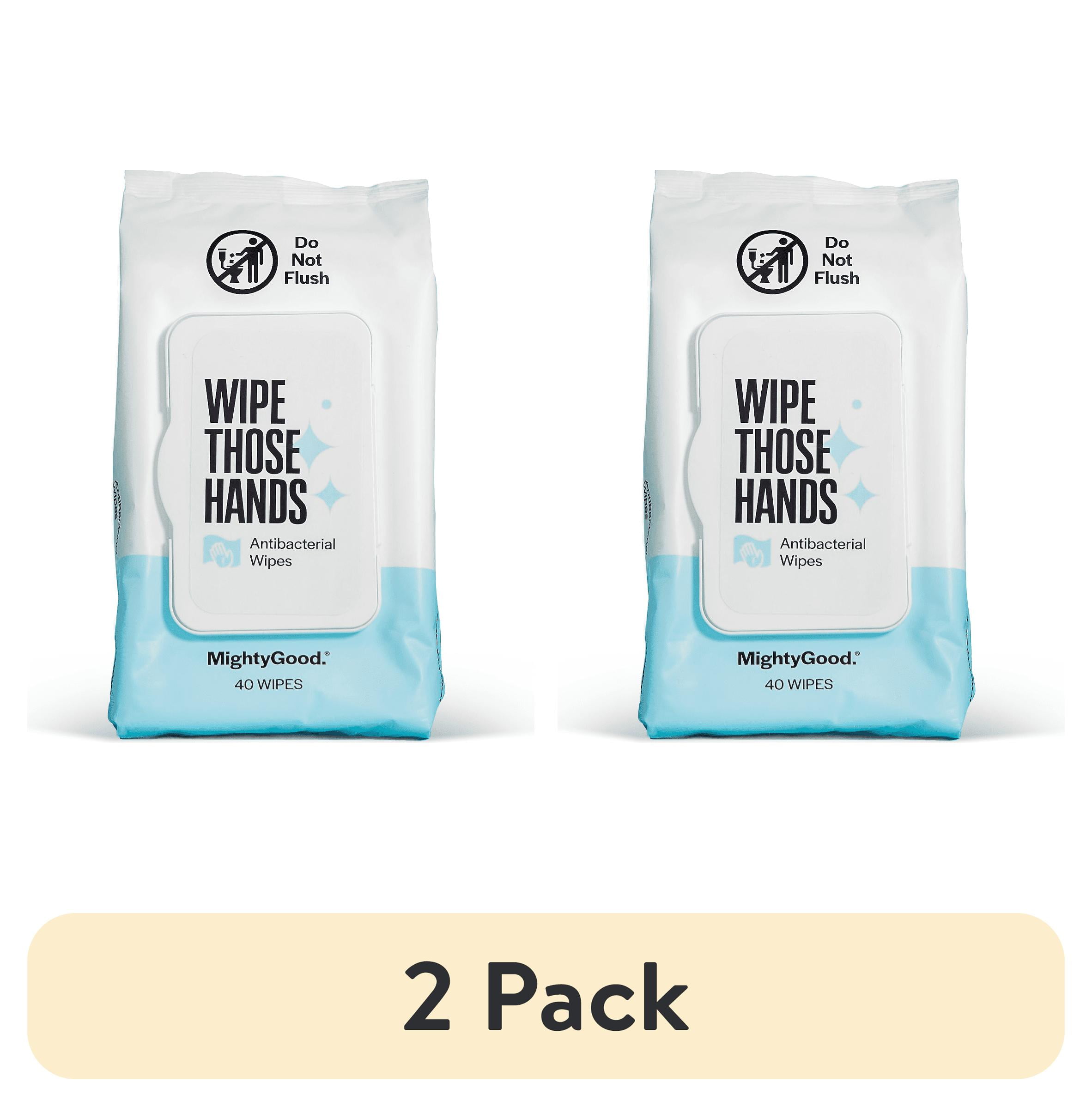 (2 pack) MightyGood. 40 Count Wipe Those Hands Antibacterial Wipes ...