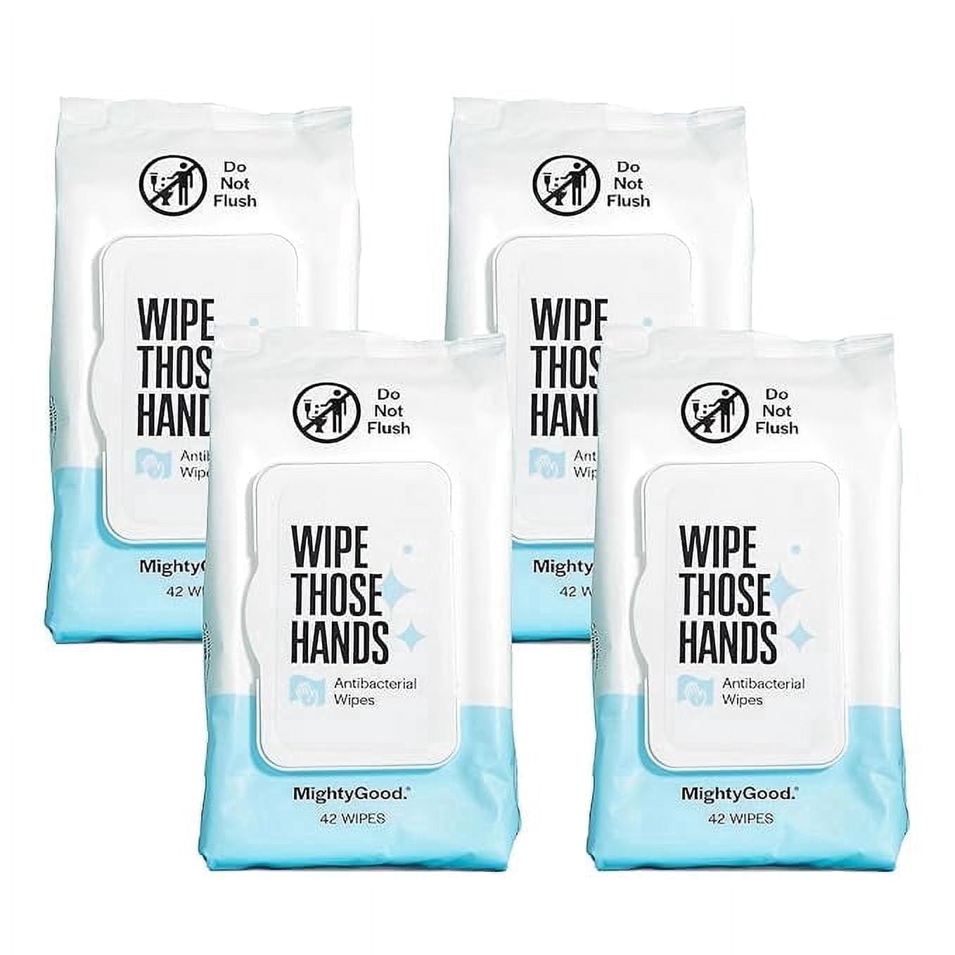 MightyGood Wipe Those Hands Antibacterial Wipes, 4 Packs of 42 ...