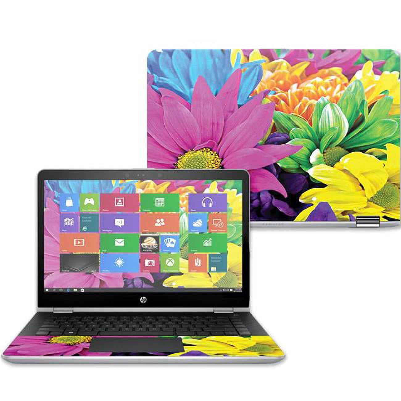 MightySkins HPPX360143-Colorful Flowers Skin Decal Wrap for 14 in. HP ...