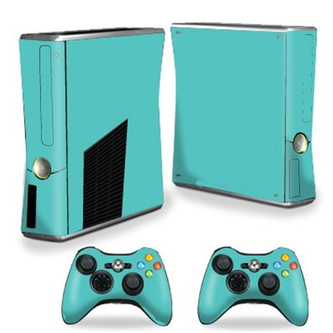 MightySkins XBOX360S-Solid Turquoise Skin Decal Wrap for Xbox 360 S ...