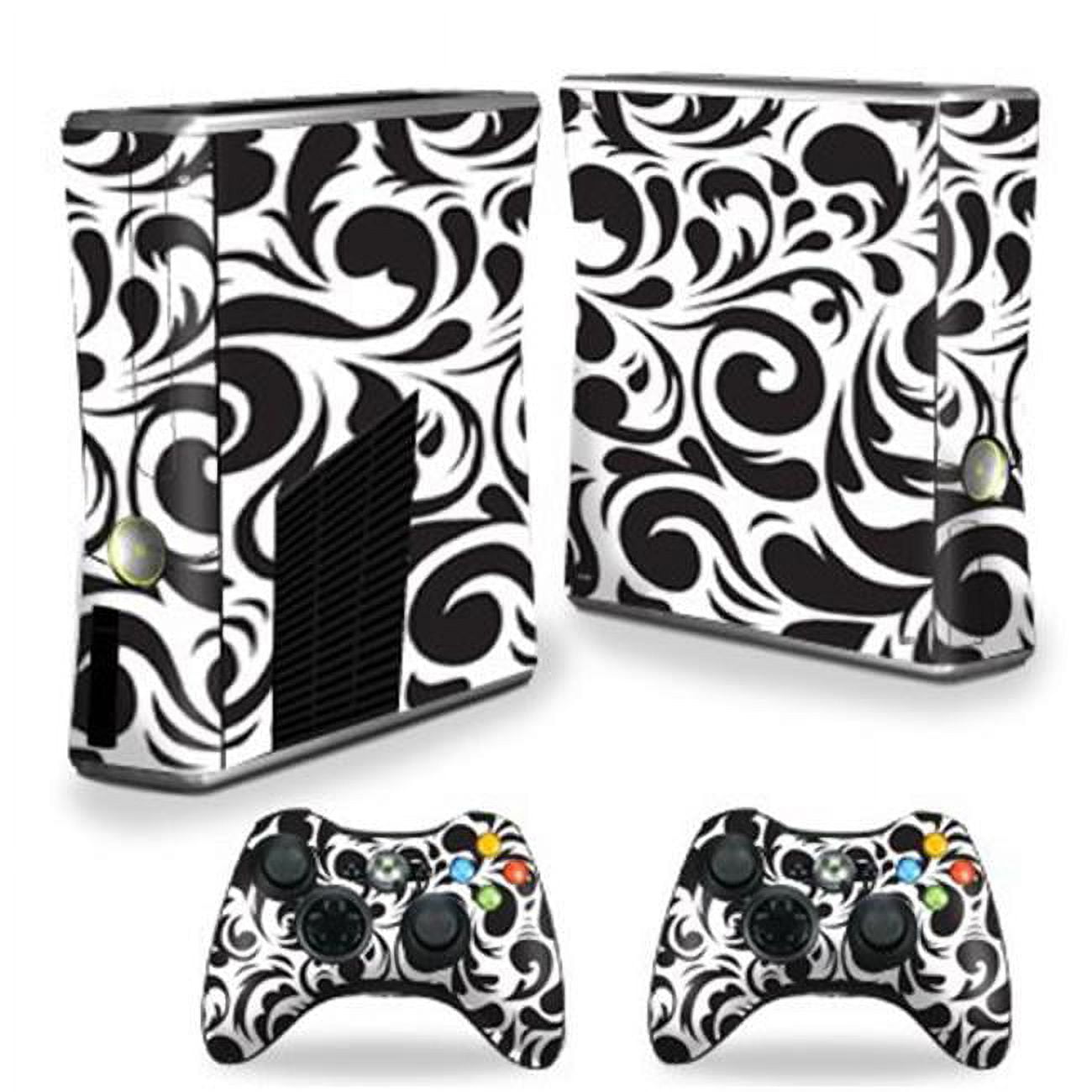 MightySkins XBOX360S-Swirly Black Skin Decal Wrap Cover for Xbox 360 S ...