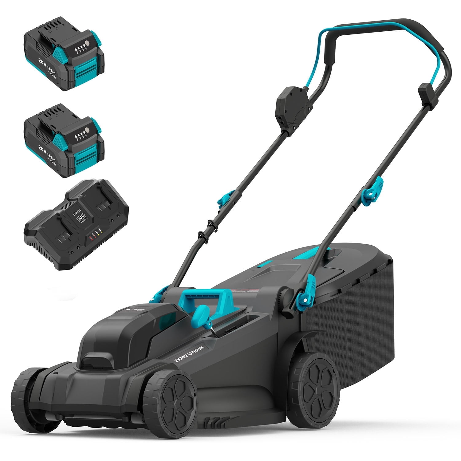 Mightymow Cordless Lawn Mower, 40V(2*20V) Electric Lawn Mowers, 18 inch ...