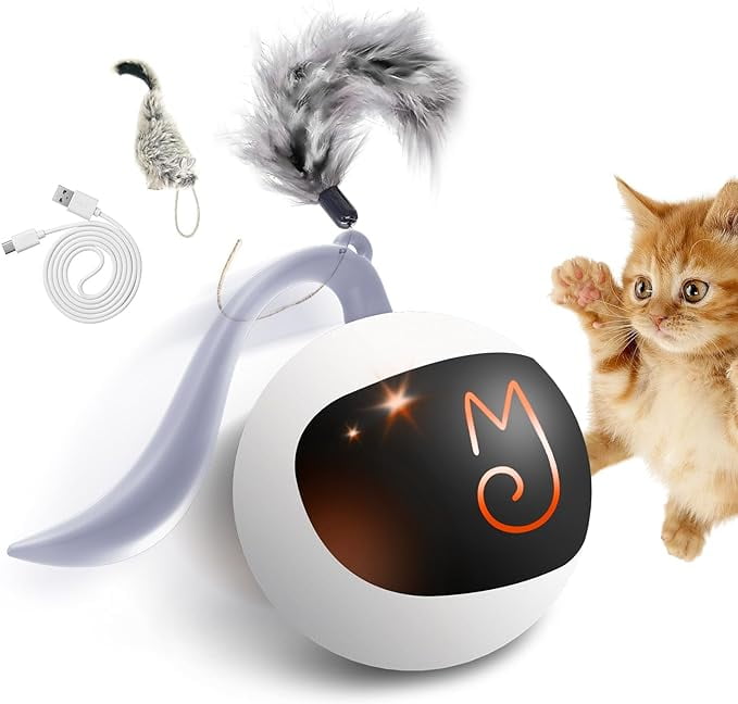 Migipaws Cat Toys, Automatic Moving Ball Bundle Classic Mice + Feather ...